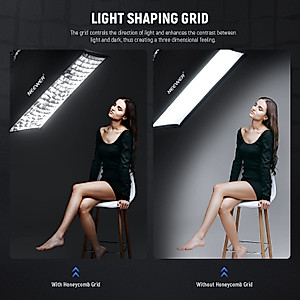 NEEWER 24"x35" Rectangular Softbox Quick Set up Folding Strip Soft Box Bowens Mount with Diffusers/Honeycomb Grid/Bag Compatible with Aputure 120d Godox SL60w NEEWER RGB CB60 and Other Lights, SF6090Q