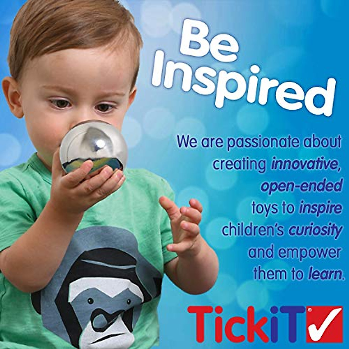 TickiT Sensory Reflective Silver Buttons - Set of 7 - Mirrored Discs for Babies and Toddlers Aged 0+ – Stainless-Steel, Sensory Stacking Pebbles - Stunning Nursery Decor