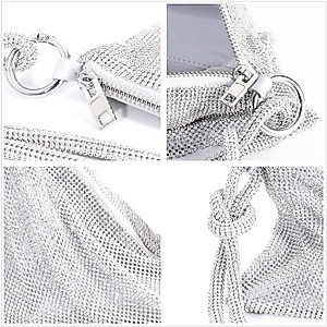 Chanrekenti Rhinestone Purse Sparkly purse for Women Silver Purse Evening Purse Rhinestones Handbags for Party Wedding (Silver-2mm)