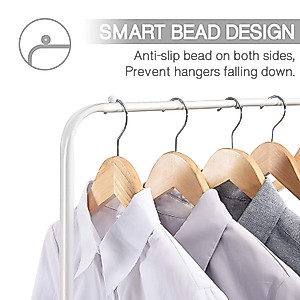 KINGRACK 2-in 1 Garment Rack, Clothing Rack with 2 Tier Metal Basket, Rolling Storage Cart Clothes Organizer Coat Rack Storage Stand on Wheels for Home Bedroom Laundry Small Place Entryway, White