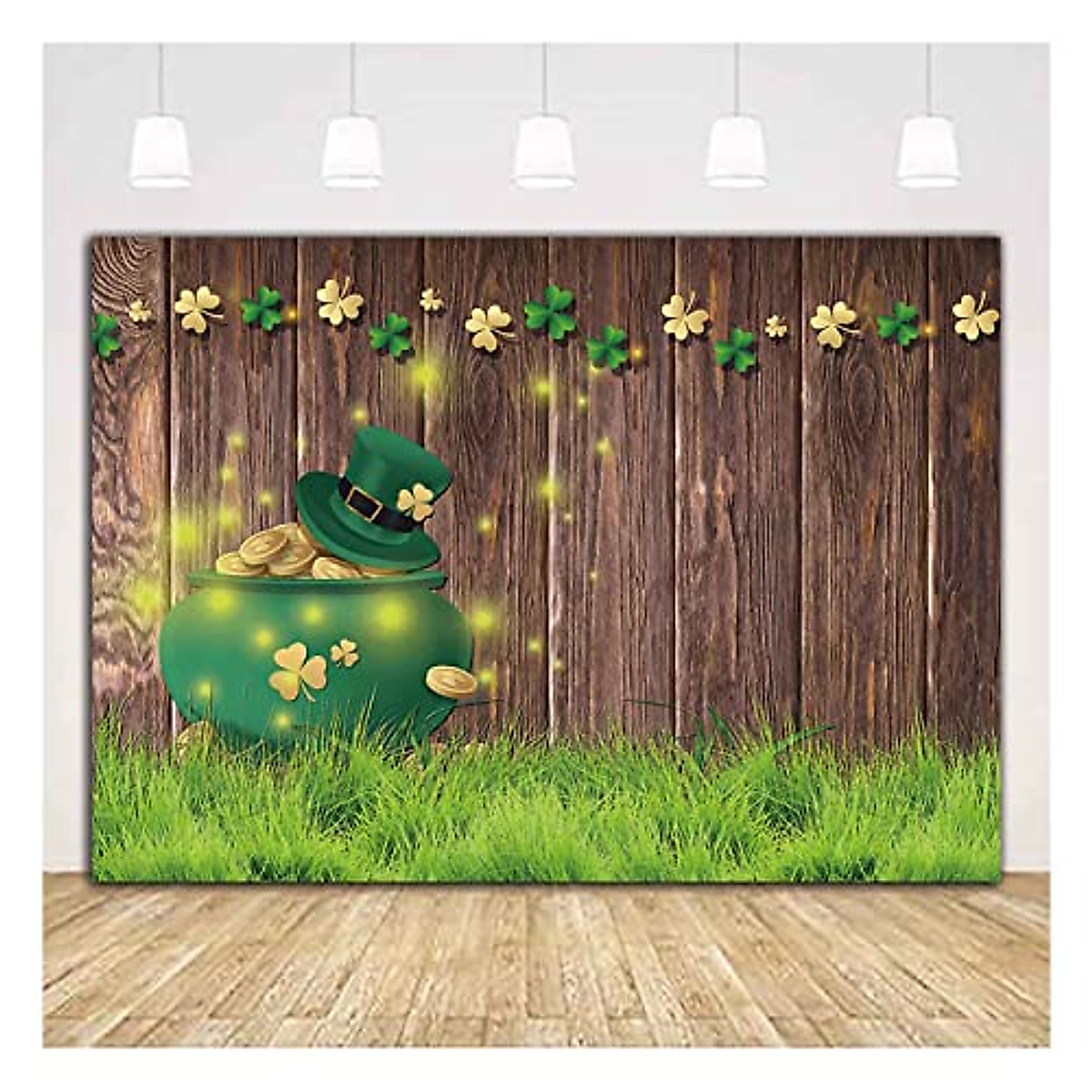 Happy St Patrick's Day Background Lucky Irish Shamrock Board Photography Backdrop for Baby Shower Birthday Party Decor Banner 7x5ft