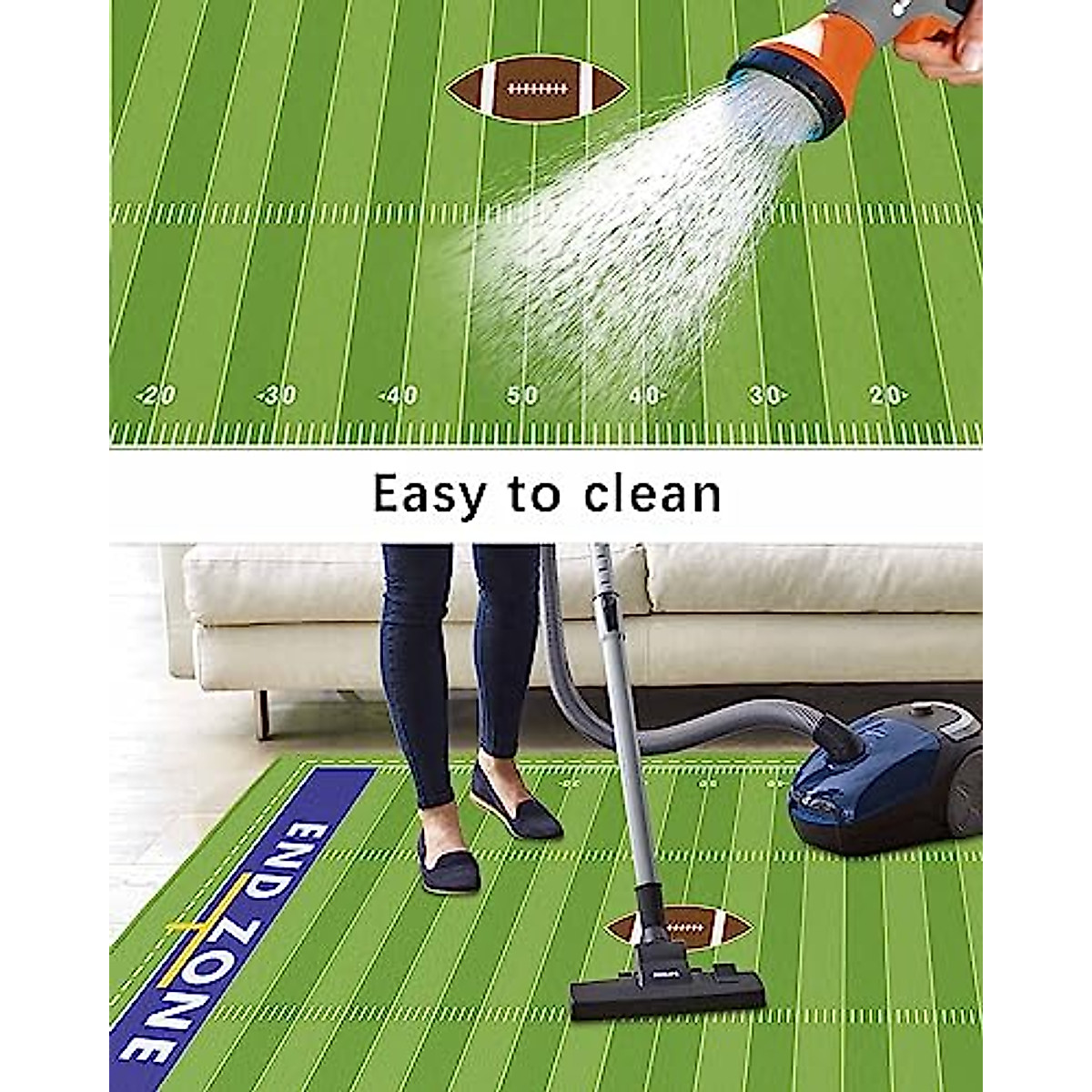 America Football Backdrop Outdoor Rug for Patio/Deck/Porch, Non-Slip Large Area Rug 5 x 8 Ft, Rugby Sports Stadium Field Indoor Outdoor Rugs Washable Area Rugs, Reversible Camping Rug Carpet Runner