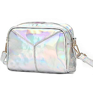 Gabrine Women Girls Casual Holographic Shoulder Bag Crossbody Handbag Clutch Purse for Wedding Banquet Party