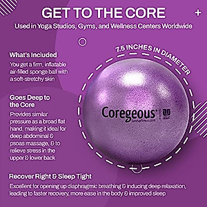 Tune Up Fitness – Coregeous Ball | Psoas Release, Abdominal, Belly & Lower Back Massager | Therapy Stretch Ball for Lower Back Pain, Stress & Digestive Relief, Improved Breathing & Sleep (Iris)