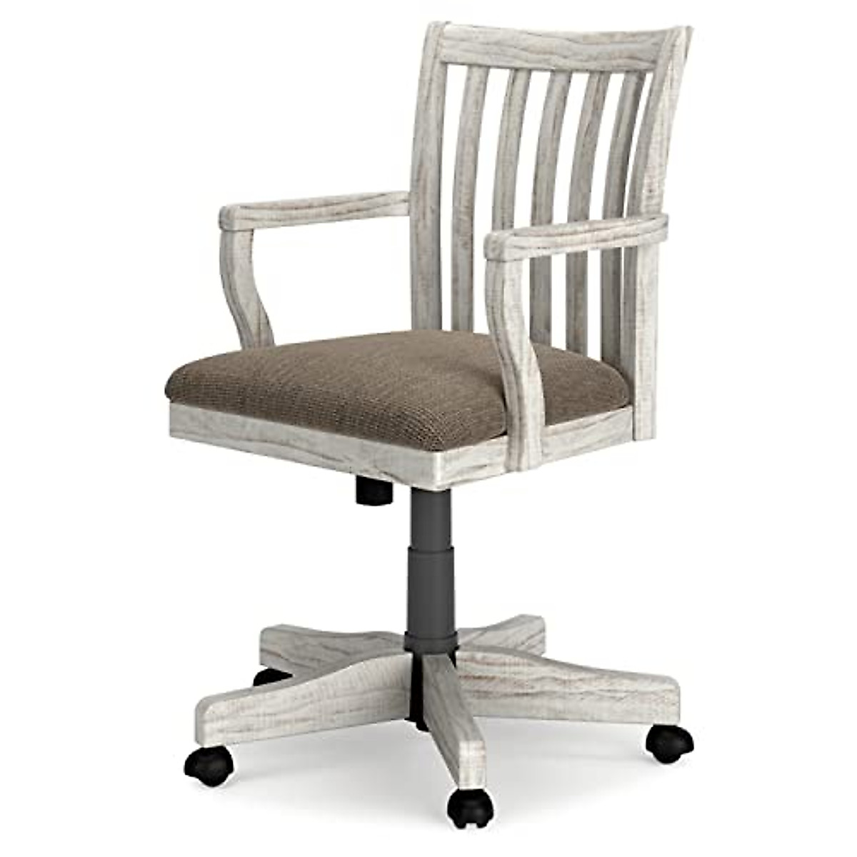 Signature Design by Ashley Havalance Casual Home Office Adjustable Desk Chair with Swivel, Whitewash & Brown