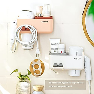 MINLIF Wall Mounted Hair Dryer Holder,Hair Dryer Organizer,Bathroom Storage Organizer, Suitable for Hair Dryer, Facial Cleanser, Toothpaste and Hairpin