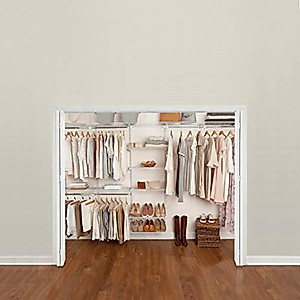 Rubbermaid Fasttrack Closet Kit, White, 6-10 Ft, Wire Shelving Kit & Configurations Sliding Basket for Closet Drawer Organization, Sturdy Slide Out Basket, White