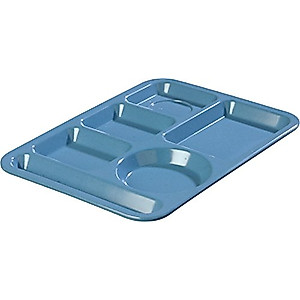 Carlisle FoodService Products Left-Hand Heavyweight 6-Compartment Melamine Tray 10" x 14" - Sandshade