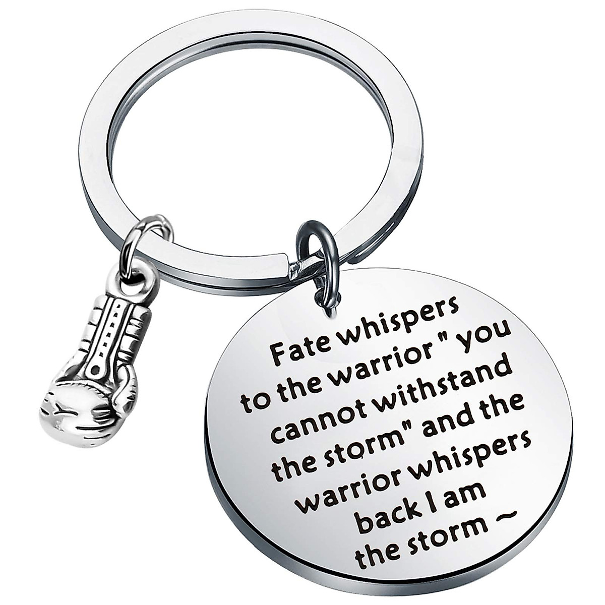 BEKECH Boxing Keychain Boxing Glove Keychain Future Boxer Gift Fate Whispers to The Warrior I Am The Storm Inspirational Jewelry Gift for Boxing Althetes Coaches Fitness Lovers (fate whisper boxing)