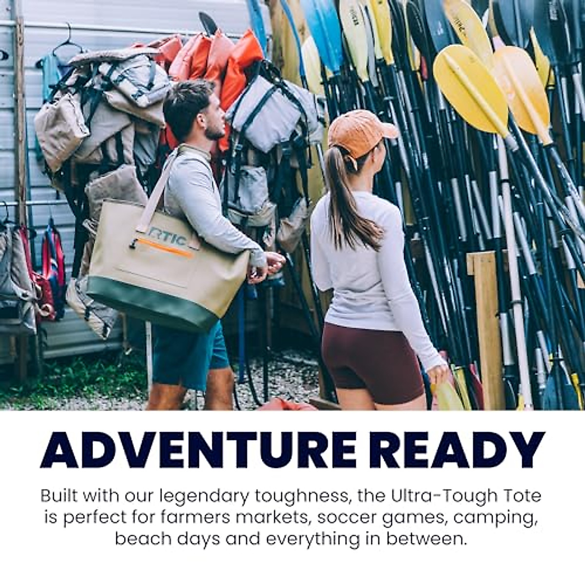 RTIC Ultra-Tough Tote Bag, Waterproof for Beach, Pool, Towel, Grocery, Shopping, Camping, Picnic, Travel, Boat, Heavy-Duty, Puncture Resistant, Large, Grey