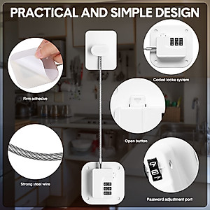 Yuntau 4 Pieces Coded Fridge Lock 3 Number Fridge Freezer Lock Child Safety Coded Locks Window Locks with Good Adhesive Mini Fridge Lock for Adults Drawer Lock Window Freezer Door