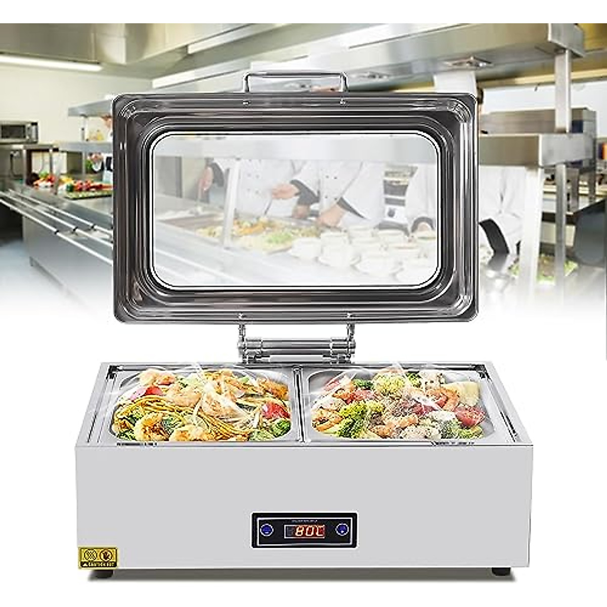 Electric Chafing Dish, 9QT Chafing Dish Buffet Set, Chafers Buffet Servers and Warmers, Chaffing Servers with Covers, Catering Party, Food Warmer for Parties Buffets (2 Pans)