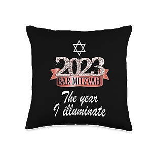 2023 Bar Mitzvah Gifts & Decorations For Boys 2023 Bar Mitzvah Quote Festive Black Rose Decor Throw Pillow, 16x16, Multicolor