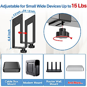 Adjustable Wall Mount for Cable Box Mount | Router Mount | Modem Mount, Cable Box Mount Behind TV for Streaming Media, DVD Players and More Small or Narrow Devices Shelf Mount