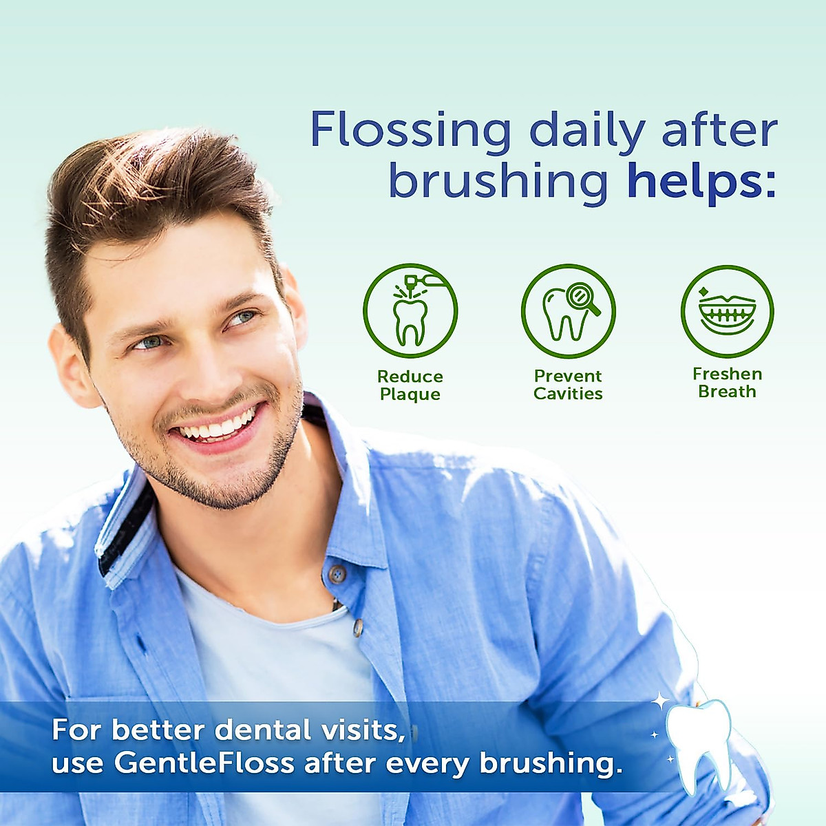 Eco-Dent Gentlefloss Premium Dental Floss, mint menthe, 1 Count