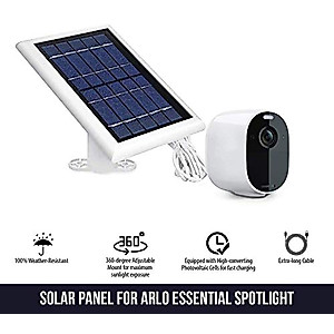 [Updated Version] Wasserstein Solar Panel with 13.1ft/4m Cable Compatible with Arlo Essential Spotlight/XL Spotlight Camera (3-Pack, White) (NOT Compatible with Arlo Ultra, Pro 1/2/3, HD, Floodlight)