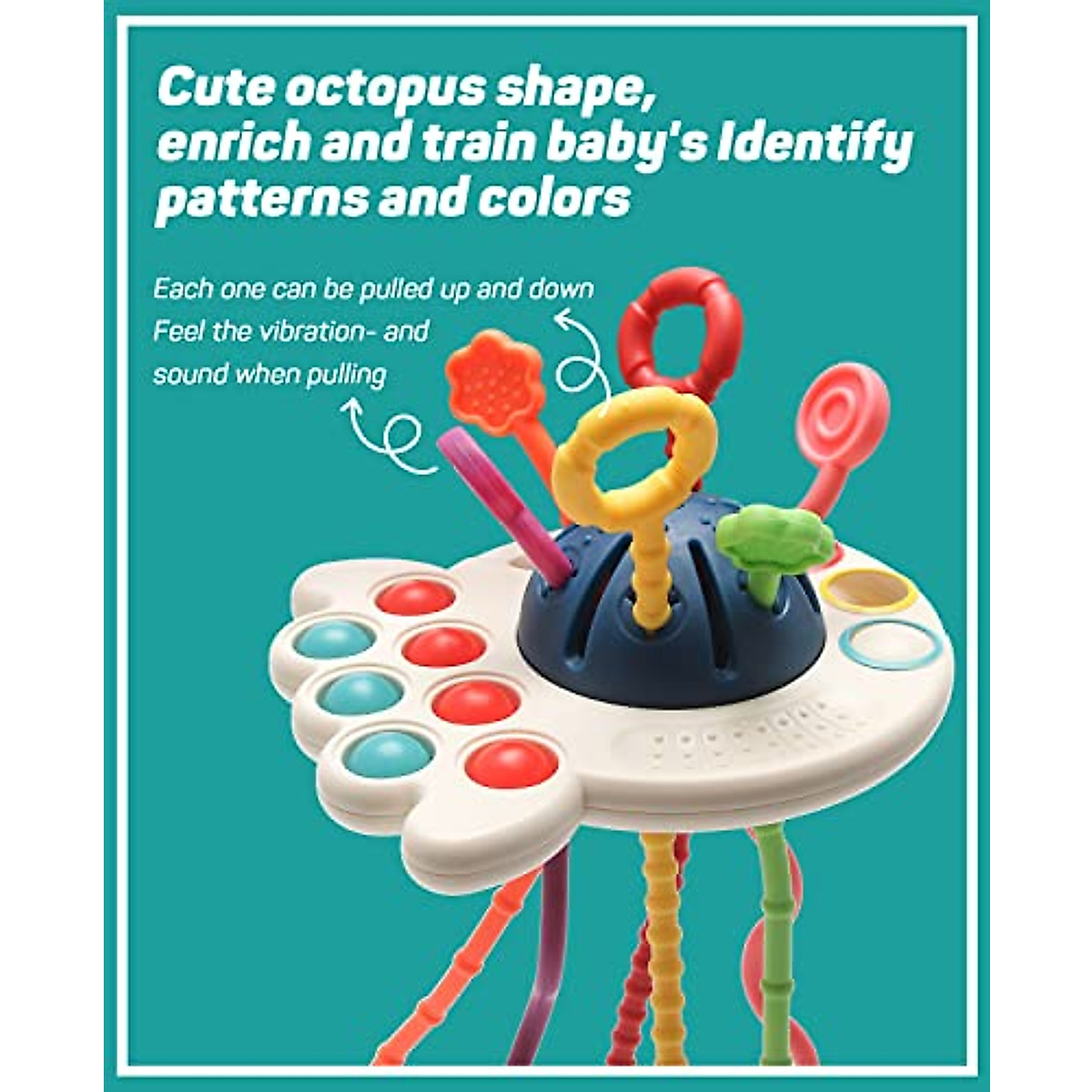 Montessori Toys for 1-3 Year Old, Silicone Pull String Activity Toys, Baby Sensory Toys with Rattle, Baby Travel Toys, Baby Teething Toys fine Motor Skills Toddler 18m+ Birthday Gift for Toddlers