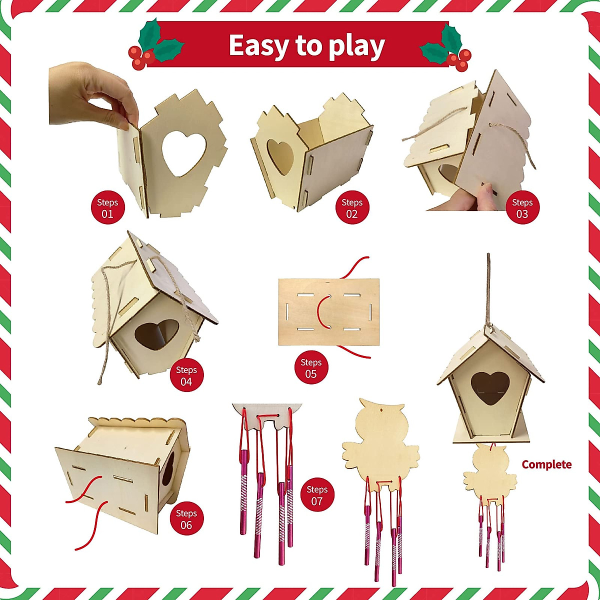 Craft Spot! Bird House Kit for Kids, Christmas Bird House Sets to Build, DIY Wooden Birdhouse for Outdoor, Kids Crafts Wood Arts and Crafts for Kids Ages 3+