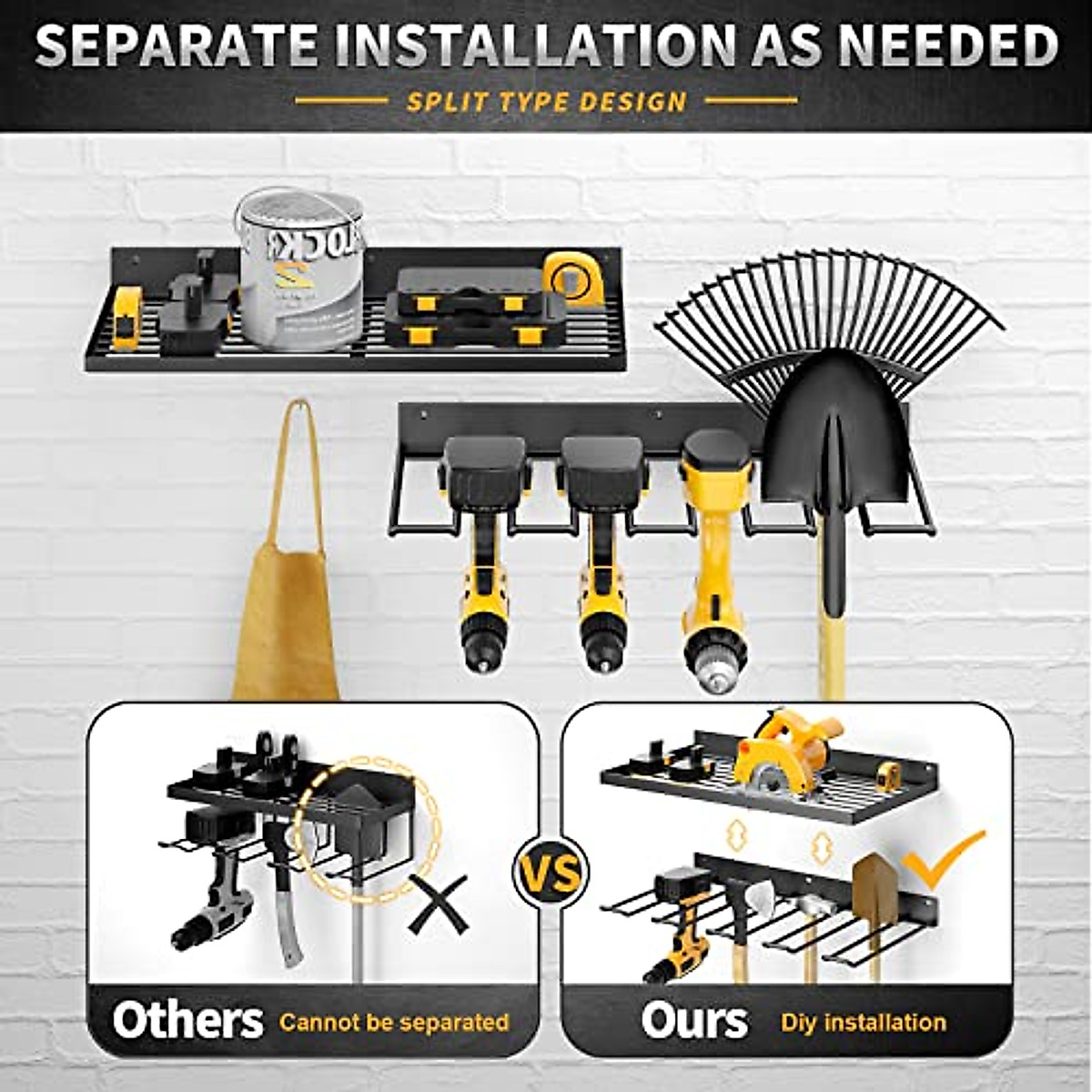 UUP Power Tool Organizer Drill Holder Wall Mount Garage Power Tool Storage Rack With Charging Station Heavy Duty Cordless Tool Organizer, Christmas Gift for Men Dad Father's Day, 2 Pack