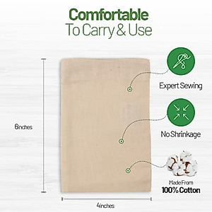 Greenmile 24 Pieces Organic Cotton Muslin Bags 4x6 Inch - Small Bulk Muslin Bags With Drawstring - Cloth Drawstring Bags for DIY Craft, Home Decor, Spices, Tea, Gift Sachet, Soap, Candy, Party Favours