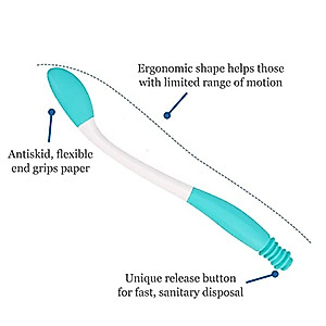 Toilet Paper Aid Wiper Toilet Tissue Aids Tool 15" Long Handle Reach Comfort Bottom Wiper Self Assist Wiping Toilet Aid Self Wipe Helper Assist Holder for Pregnant Elderly Disabled Limited Mobility