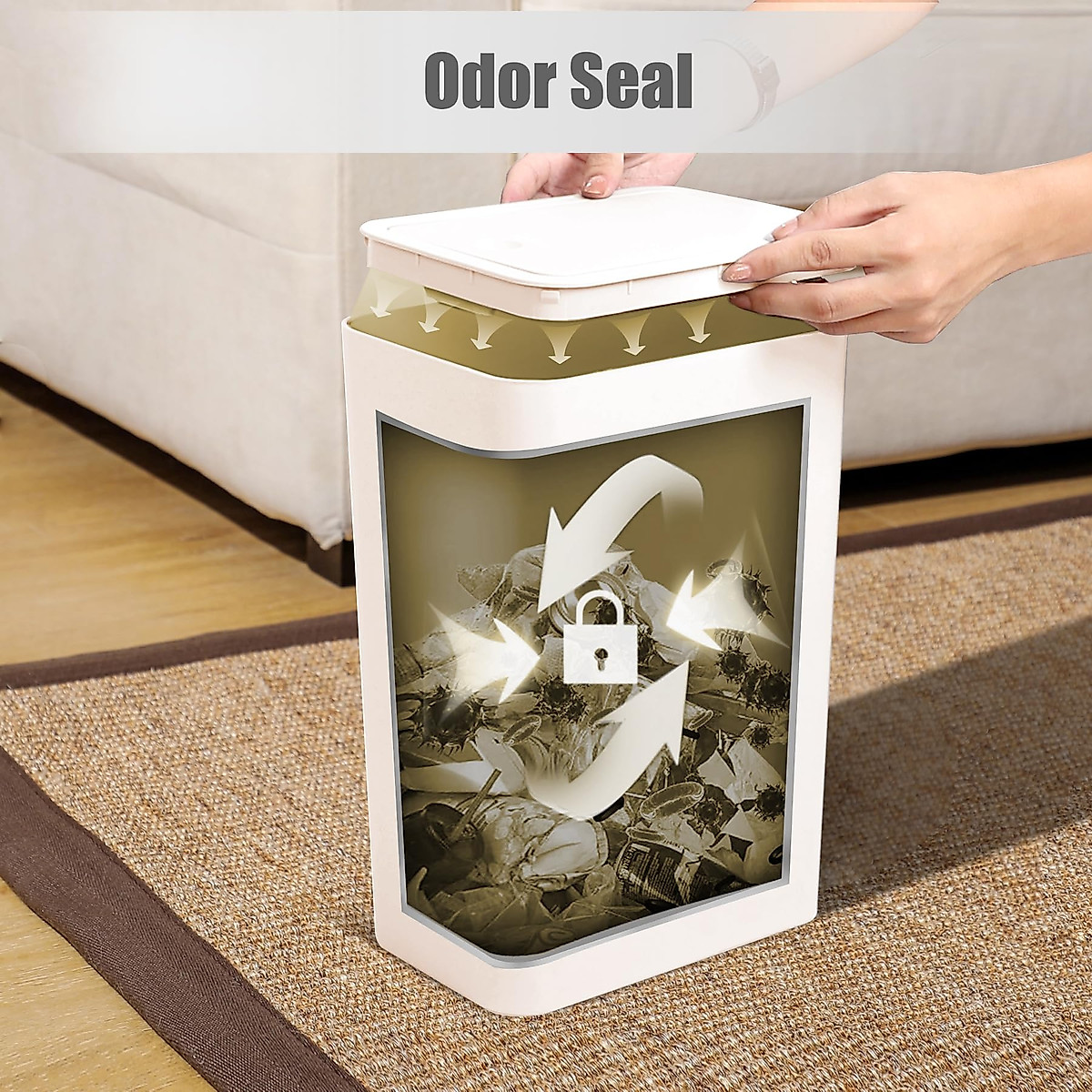 TIPGO Bathroom Trash Can with Lid, 10 Liter/ 2.6 Gallon Slim Garbage Can, Small Trash Bin Waste Basket with Pop-Up Lid for Kitchen, Bedroom, Living Room, Office (2 Pack, White)