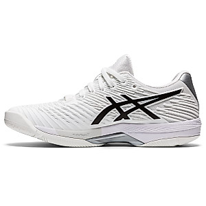 ASICS Women's Solution Speed FlyteFoam 2 Tennis Shoes, 8.5, White/Black