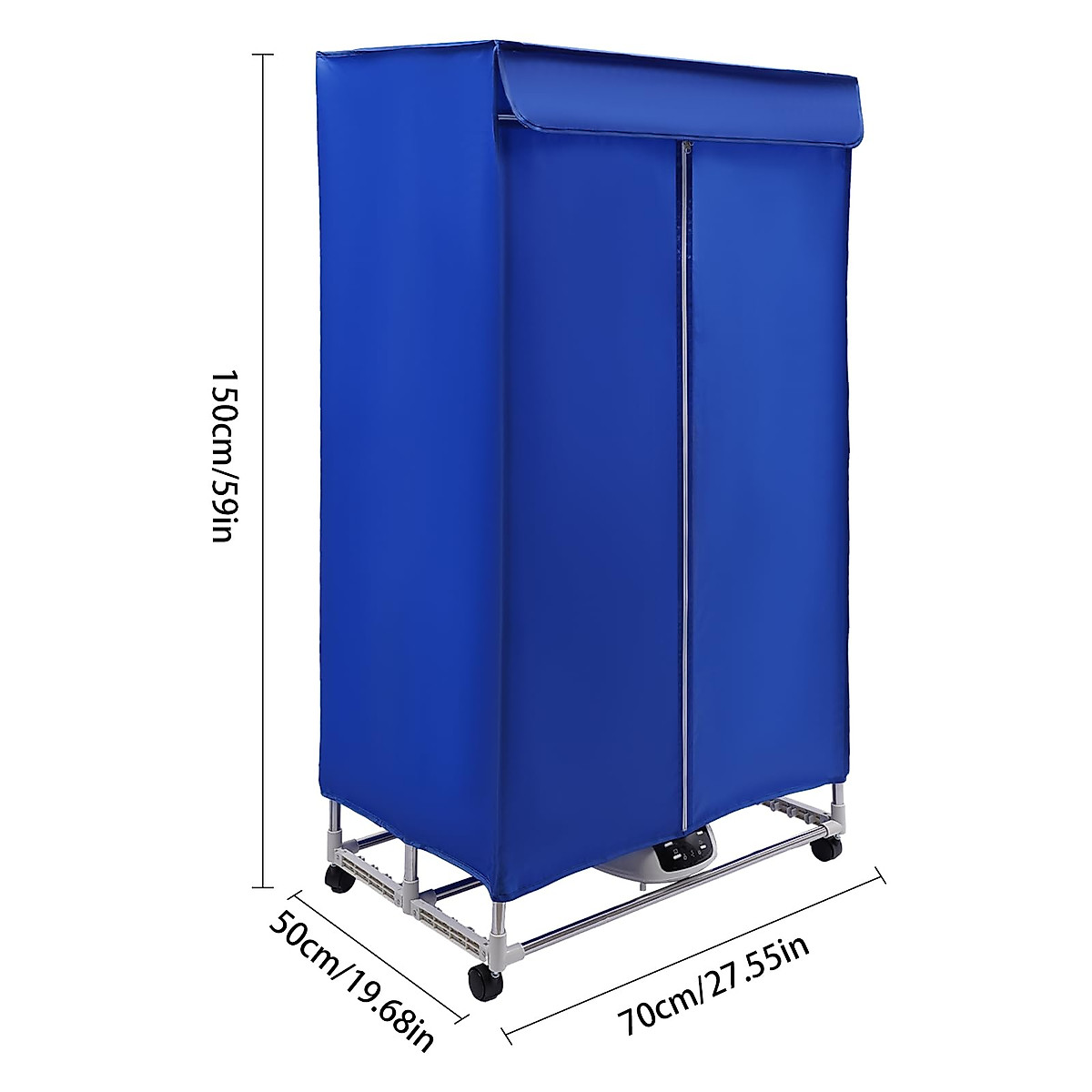 VPABES Portable Clothes Dryer with Timer, 1200W Drying Machine for Laundry 2-Tier Foldable Clothes Dryer Rack Stainless Steel Mini Dryer for Apartments Home Dorms Travel RV (Blue w/Remote)