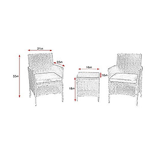 UFI Patio Furniture Set 3 Piece Rattan Wicker Chair Set, Use Outdoor Indoor Backyard Porch Garden Poolside Balcony RTA Furniture,Black …