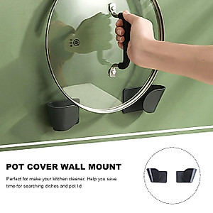 Hemoton 5 Pairs Wall Mount Pot Lid Organizers, Adjustable Pot Lid Holder Cabinet Door Organizer Pot Hangers Racks, Plastic Pan Storage Racks Holders for Kitchen, Saving Space& Free Size
