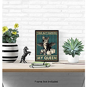 Butt Napkins - Cat Bathroom Decor for Women - Black Cat Wall Decor - Cat Wall Art - Bath Wall Decor - Funny Bathroom Decorations - Bat Wall Decor - Goth Room Decor - Gothic Home Decor - Cute Cat Gifts