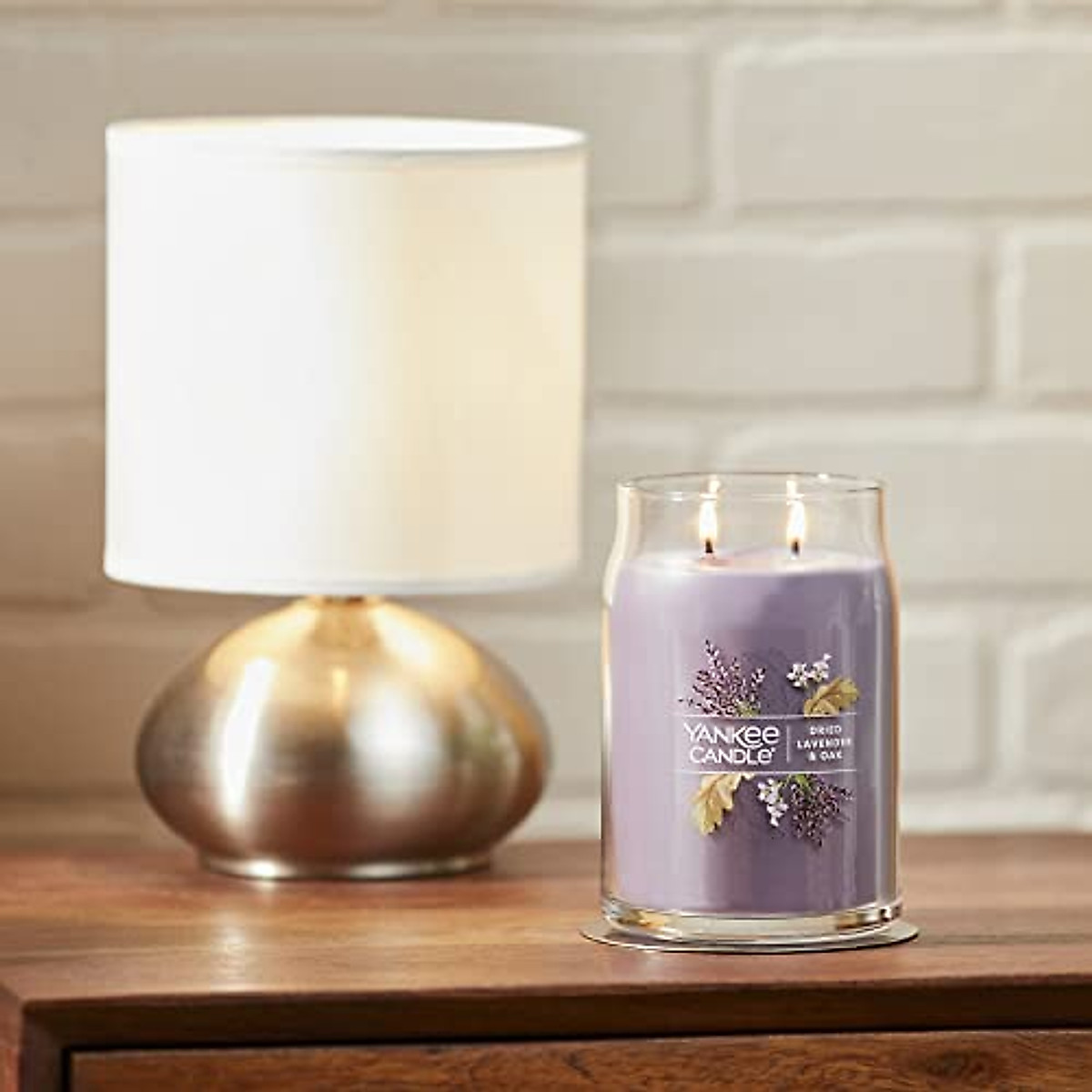 Yankee Candle Dried Lavender & Oak​ Scented, Signature 20oz Large Jar 2-Wick Candle, Over 60 Hours of Burn Time