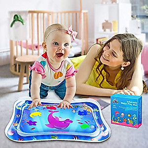ZMLM Baby Tummy-Time Water Mat: Infant Baby Toy Gift Activity Play Mat Inflatable Sensory Playmat Babies Belly Time Pat Indoor Small Pad for 3 6 9 12 Month Newborn Boy Girl Toddler Fun Christmas Game