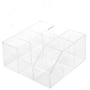 Eyelash Beauty Organizer, Acrylic Eyelash Grafting Tool Storage Beauty Tool W/Tweezers Holder Display Boxes for Home Eyelash Salon (Transparent)