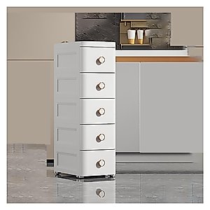 Slim Storage Cart with Drawers, Storage Cabinet for Small Space, Narrow Slim Bathroom Storage Cabinet Organizer for Tiny Kitchen Laundry Living Room Toilet Gap (Color : White, Size : 25 * 38 * 83cm)