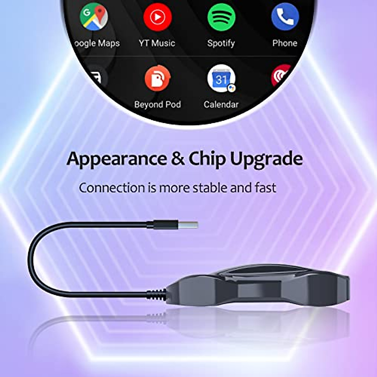 Wireless Android Auto Adapter, AA Dongle Convert Wired Android Auto to Wireless for Android Phone and Car 2016-2023, Easy Setup Compact