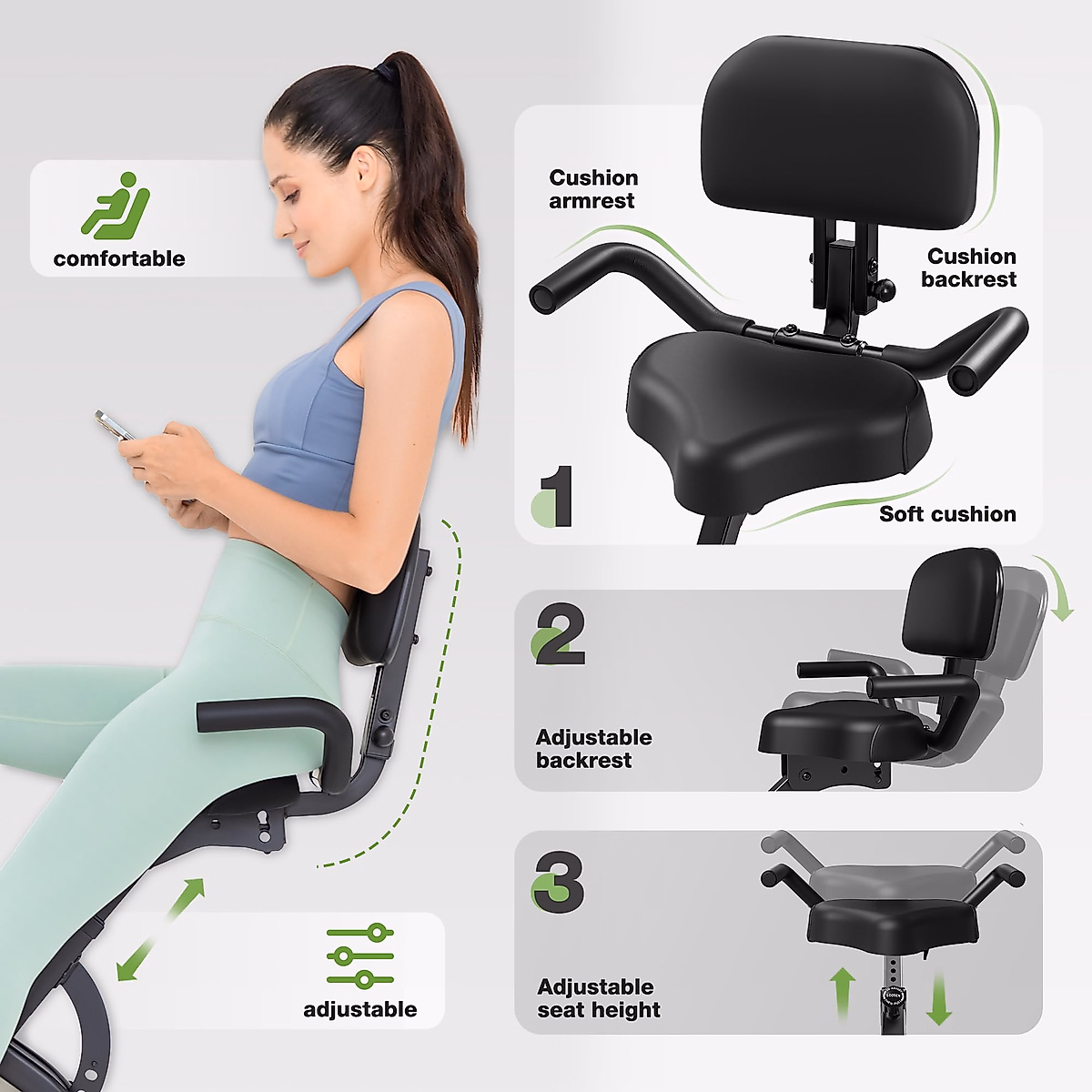 GOIMU Folding Exercise Bike, 4 in 1 Stationary Bike for Home Workout with 16-Level Adjustable Resistance, Indoor Cycling Bike with 330LB Capacity, Magnetic Workout Bike with Comfortable Seat Cushion…