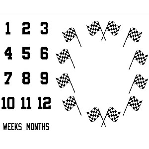 F-FUN SOUL Race Car Flags Baby Monthly Milestone Blanket 48x40in Racing Sports Theme Nursery Blanket Newborns Mom Gifts Baby Shower Growth Tracker with Bonus Marker DSFS130