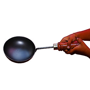 Nakshathra Iron Tadka Pan/Fry Pan/thalipu karandi with Handle Loha/Lokhand (6 inch, 15cm) 2mm Thickness