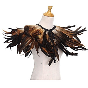 L'VOW Gothic Black Feather Shrug Cape Shawl Halloween Costume for Men (Style -03)