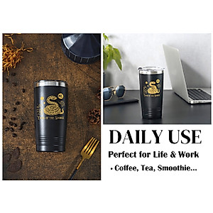 Onebttl Chinese New Year 2025 Gifts - Year of The Snake - Decorations for Lunar New Year - 20oz/590ml Double Wall Vacuum Insulated Stainless Steel Tumbler - with Lid and Straw - Black