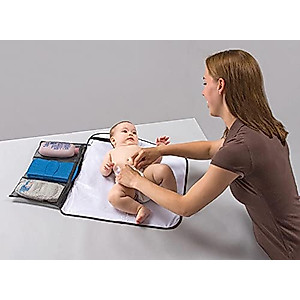 Diono Change 'n Go Baby Diaper Changing Mat, Portable, Lightweight Travel Diaper Station Kit With Waterproof Cushioned Pad, Black