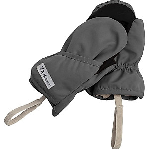 7AM Baby Hat & Mittens Set - Unisex Vegan Sherpa Lined Hat & Mittens for Newborn, Waterproof, Soft & Warm Baby Winter Hat & Gloves Set, Winter Baby Essentials | Benji Set (Smokey)