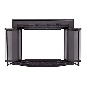 Pleasant Hearth Gavin Medium Black Fireplace Glass Door Screen
