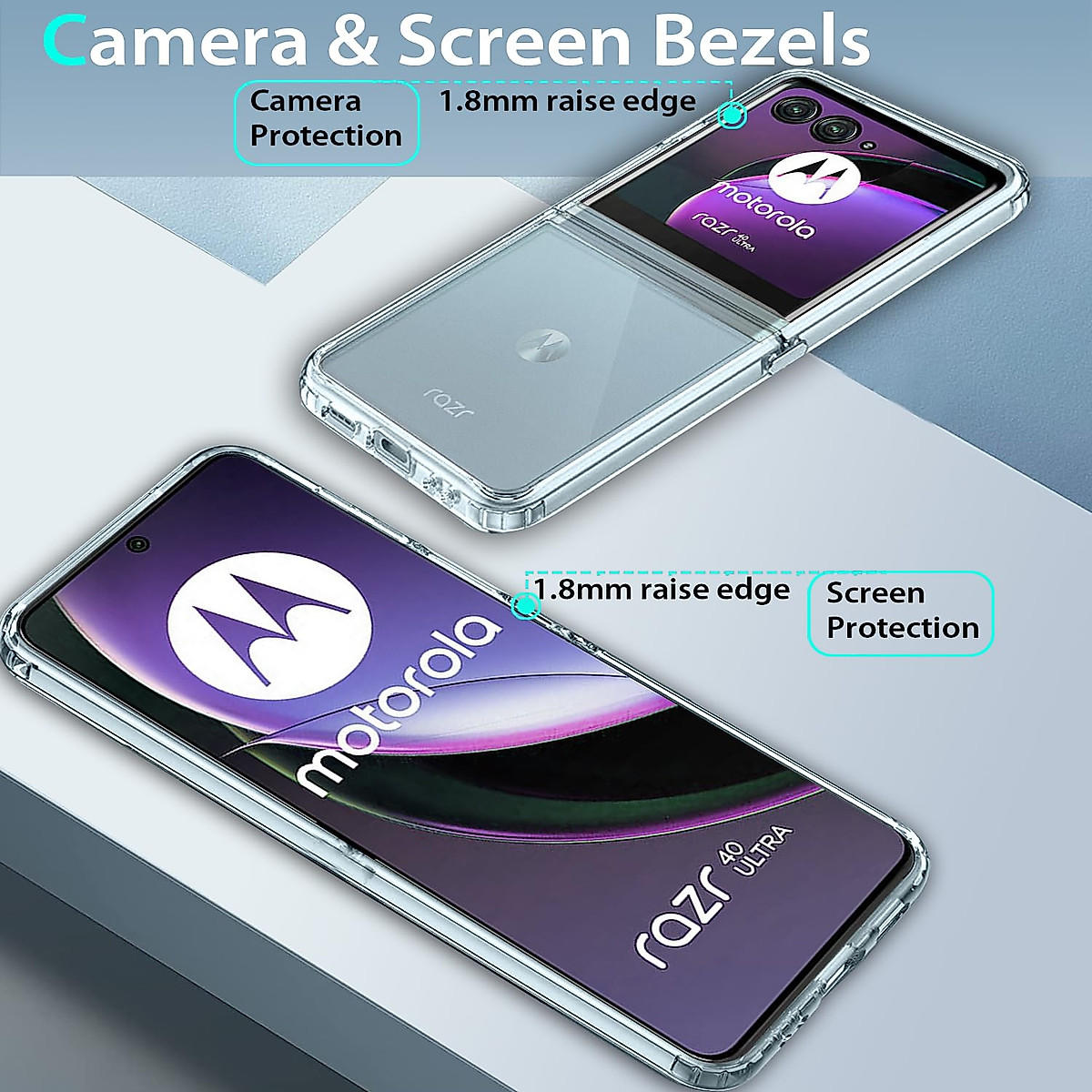 Zeking for Motorola Razr 40 Ultra Case, Acrylic Transparent Hard Clear Hybrid Cover Non-Yellow Shockproof Bumper Slim Thin Case Cover