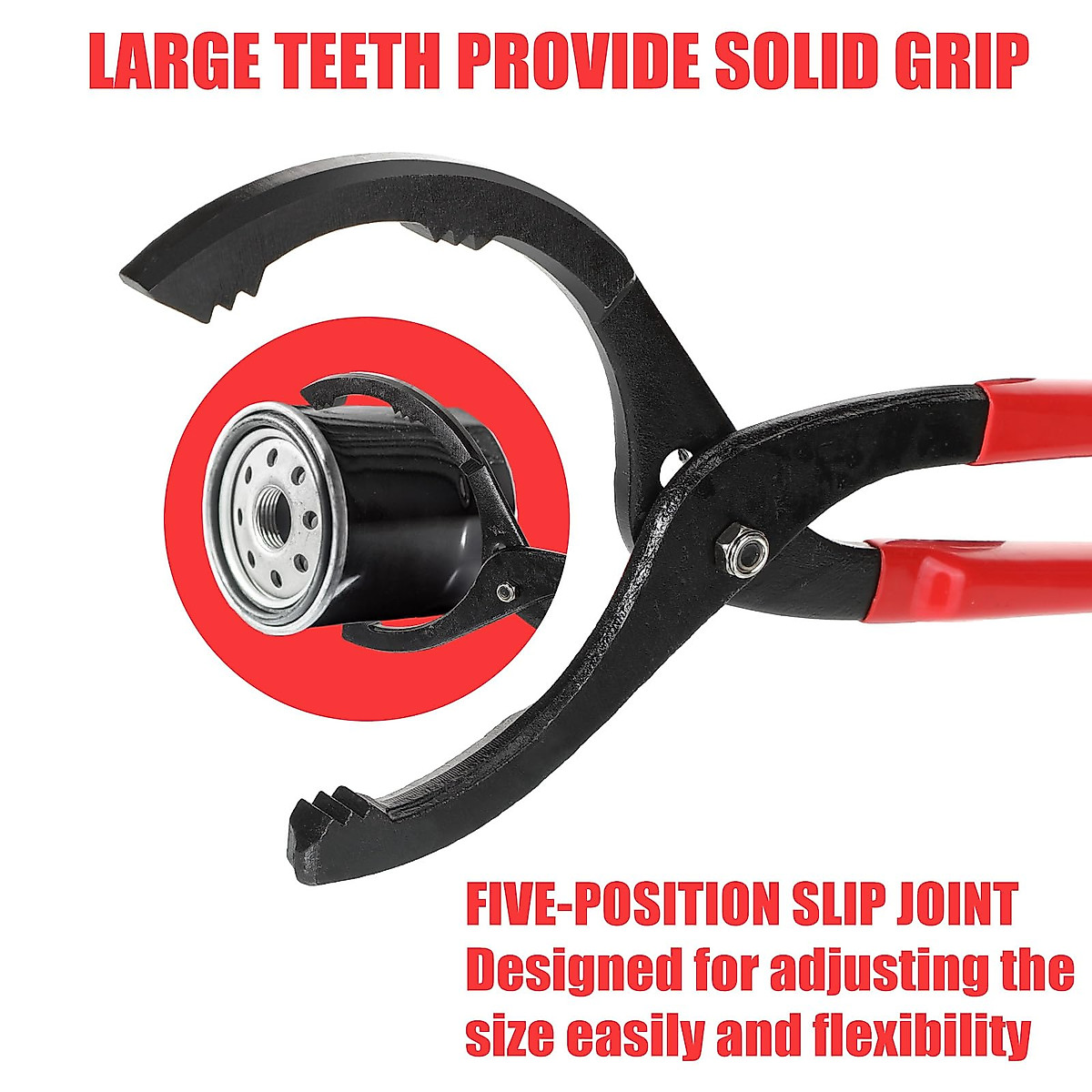 Lothee 4 Pieces Oil Filter Wrench Set, 10'' 12'' 14'' 16'' Oil Filter Pliers Adjustable Removal Tool Pliers for Cars, Trucks, Motorcycles Engine, Conduit, Fittings