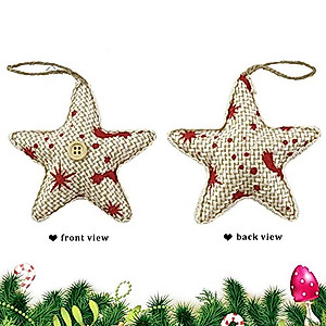 Athoinsu 5 Pack Knitted Christmas Tree Decorations Cotton Woven Stars Heart Xmas Glove Hanging Ornaments Home Indoor Holiday Party Favor Seasonal Decor