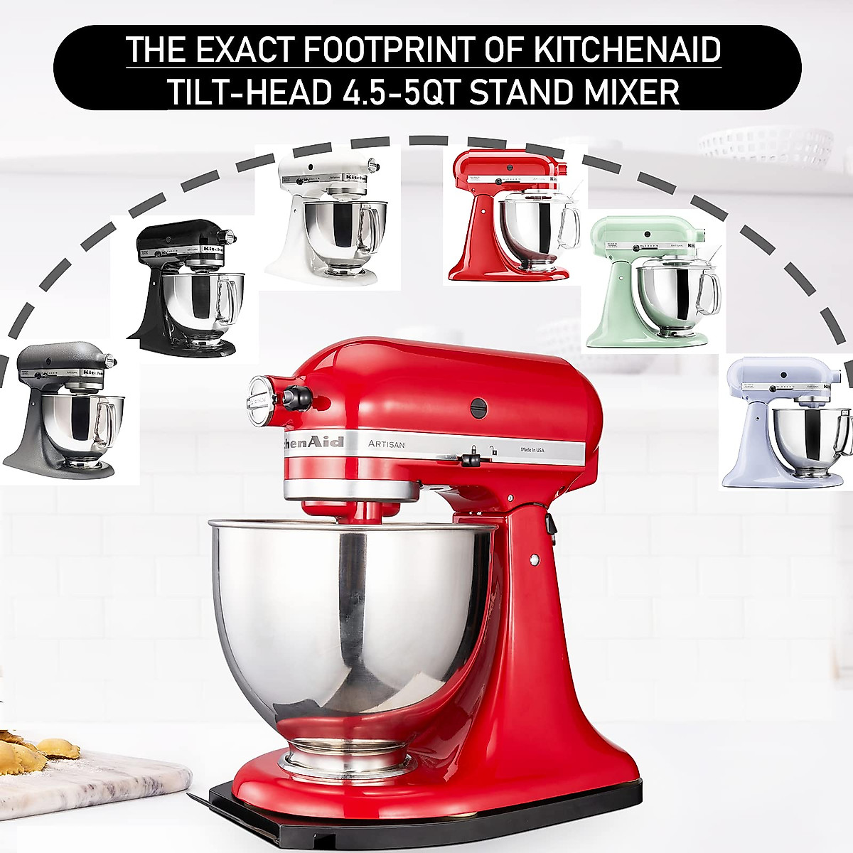 Upgrade Mixer Slider for KitchenAid Stand Mixer 4.5-5 Qt, Kitchen Appliance Sliding Tray Mixer Mover Mixer Mat with Smooth Rolling Wheels for Tilt-Head Stand Mixer, KitchenAid Artisan Tilt-Head Mixer