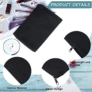 Weewooday 50 Pieces Canvas Cosmetic Bags Sublimation Canvas Makeup Bags with Zipper Pouch Bags Plain Makeup Pouch Blank DIY Craft Bags for Travel Stationery Cosmetic (Black)