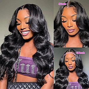 Yamikk 28 inch 13x5 HD Full Lace Front Wigs Human Hair Pre Plucked With Baby Hair 180 Density Body Wave Wigs For Women Natural Frontal Wig